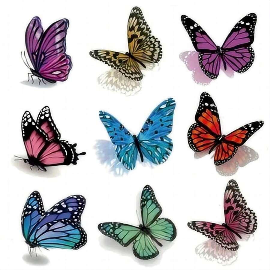 Butterfly 3D Renderings Of Temporary Tattoos, Butterfly Tattoo Stickers ...