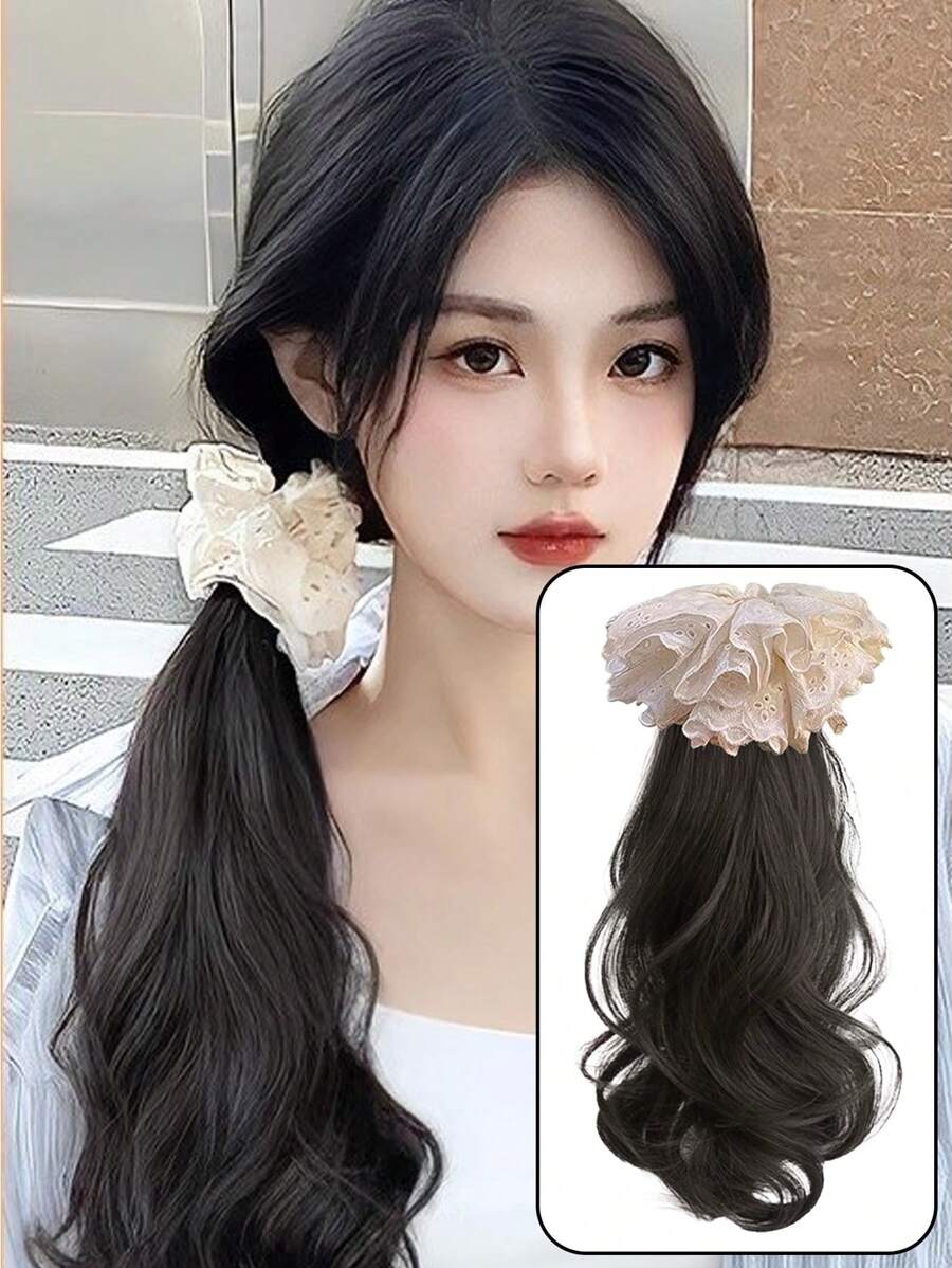 14 Inch Ponytail Wig Is Naturally Fluffy And Low Tied, With A Wavy And ...