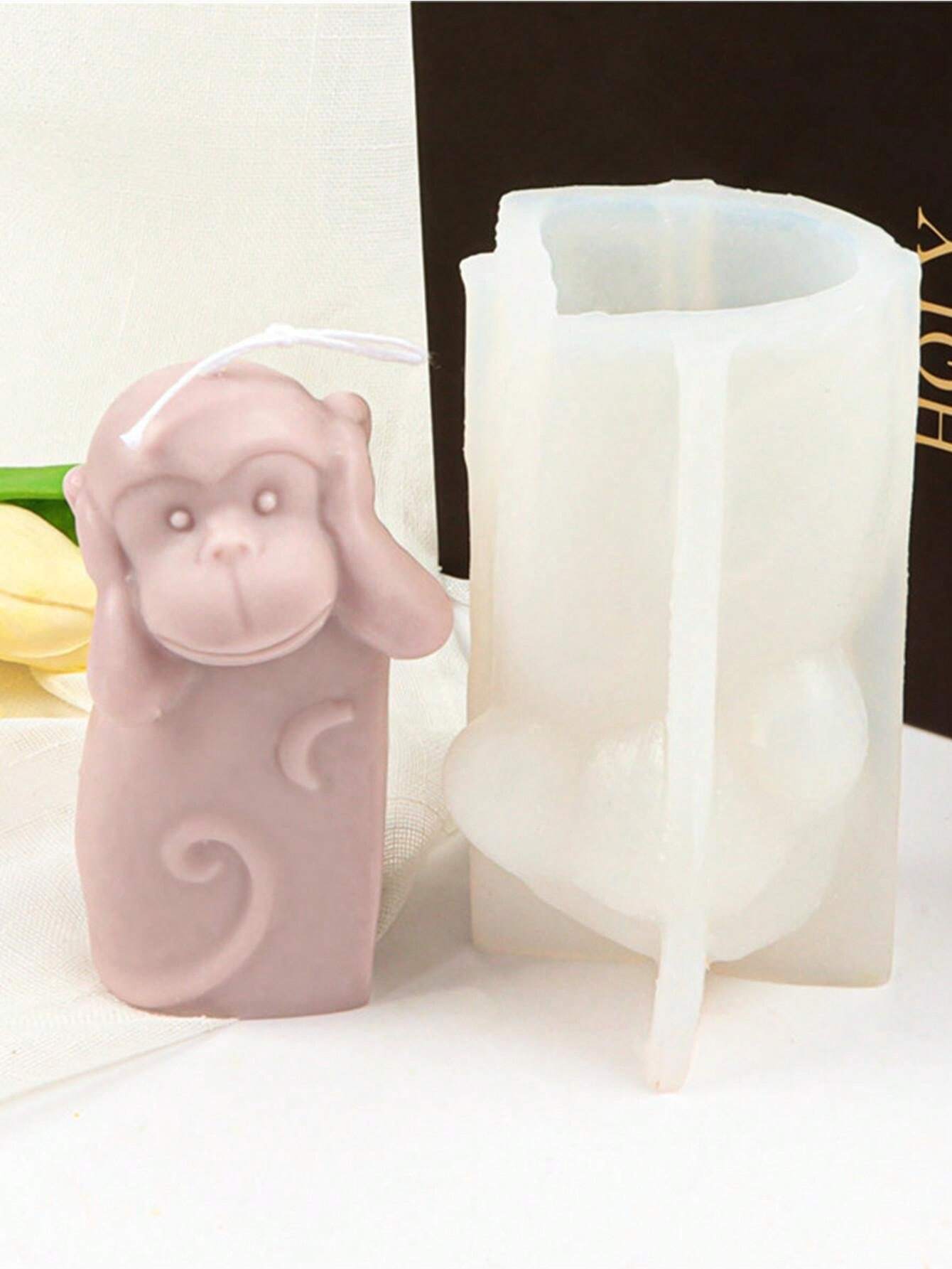 3D Cute Monkey Silicone Candle Mold Handmade Animal Soap Plaster Crafts ...