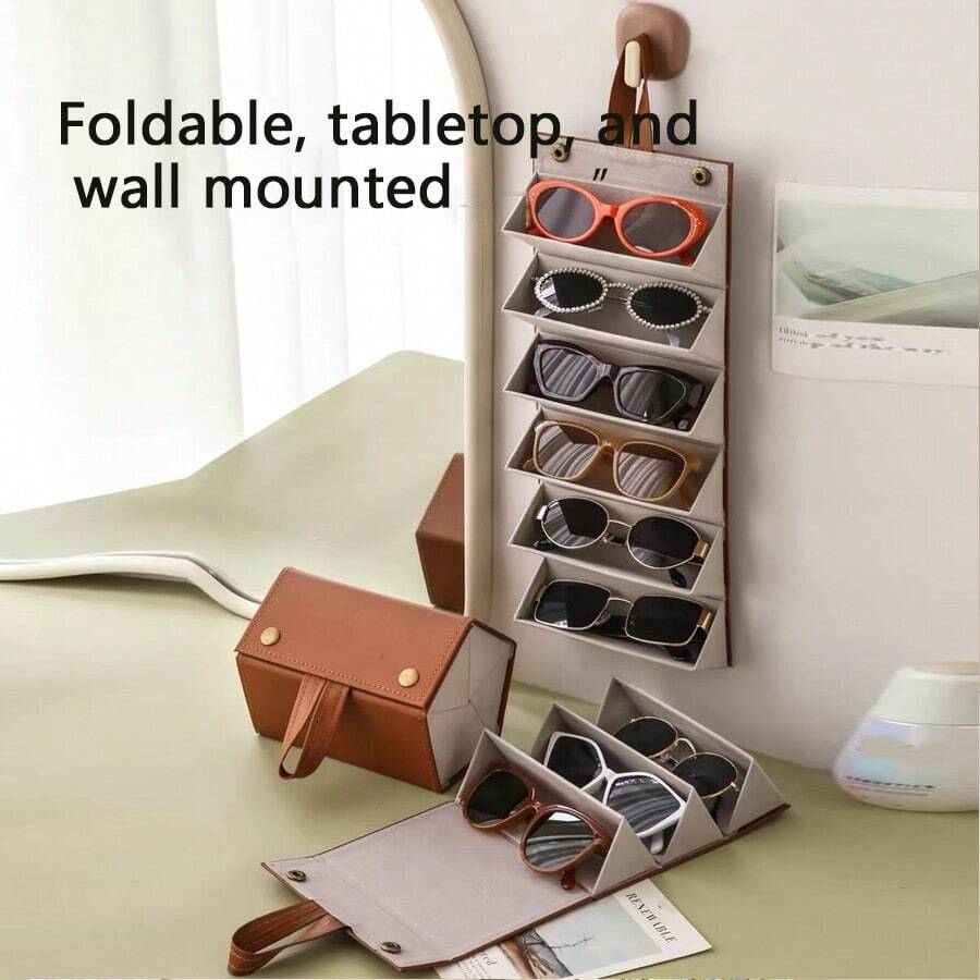 Travel Sunglasses Organizer - Folding Design, Multiple Slots Eyeglasses ...