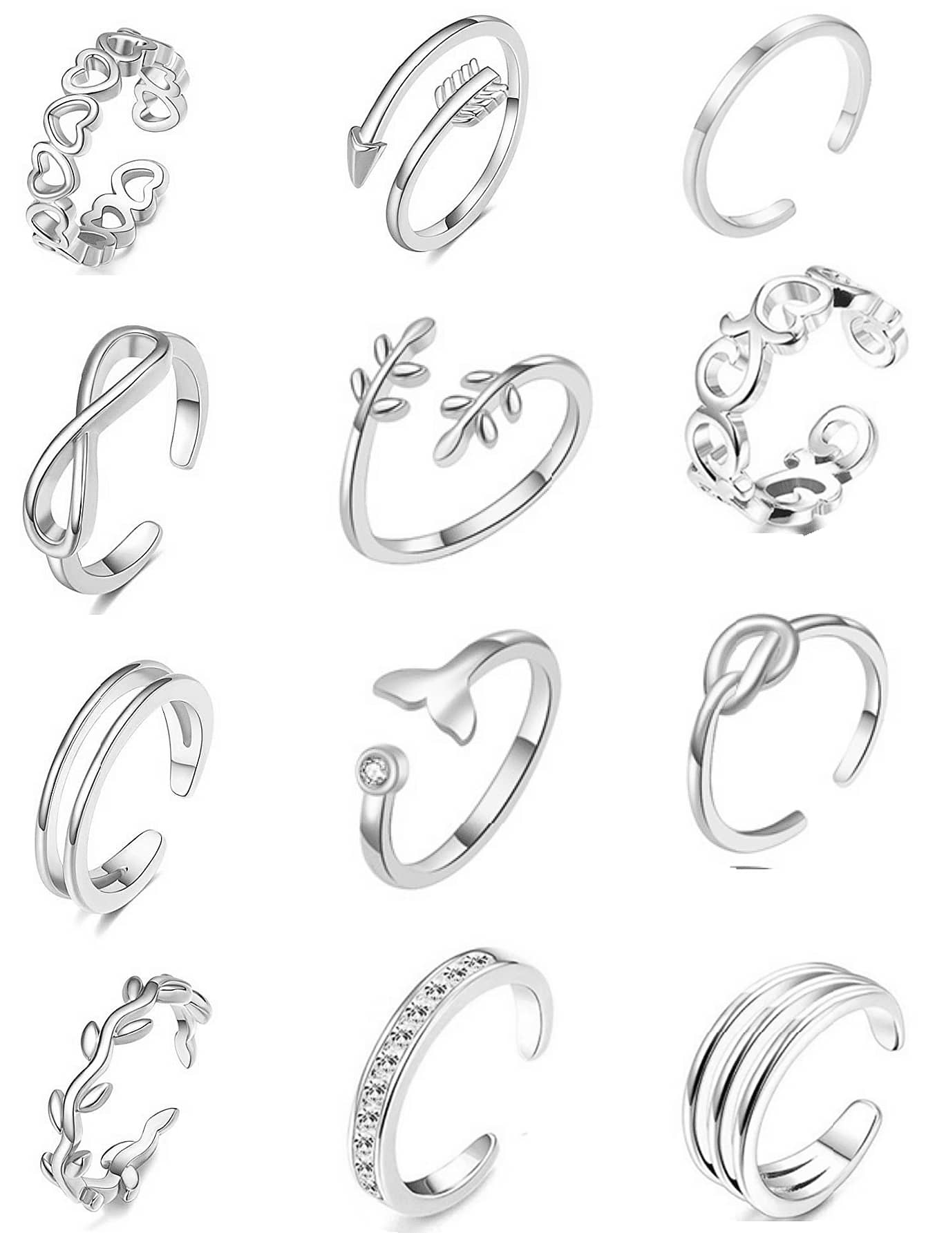 12pcs/Set Women's European & American Style Alloy Adjustable Toe Rings ...