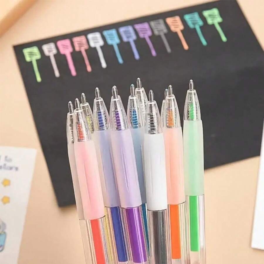 12 Colored Jelly Pens, 3D Three-Dimensional Hand Accounting Pens, 12 ...