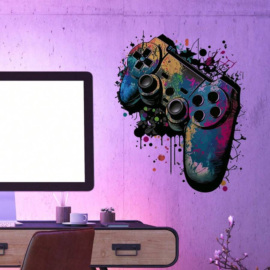 3d Game Inspired Wall Sticker For Boys' Room, Gaming Controller Decal ...