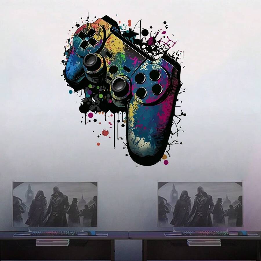 3d Game Inspired Wall Sticker For Boys' Room, Gaming Controller Decal ...