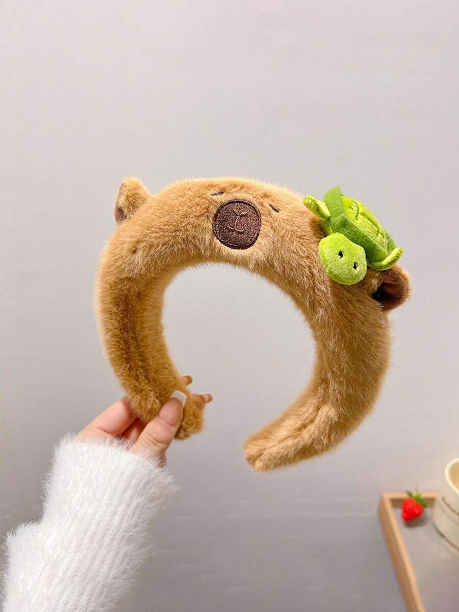 Plush Capybara Shaped Hairband For Washing Face Or As Hair ...