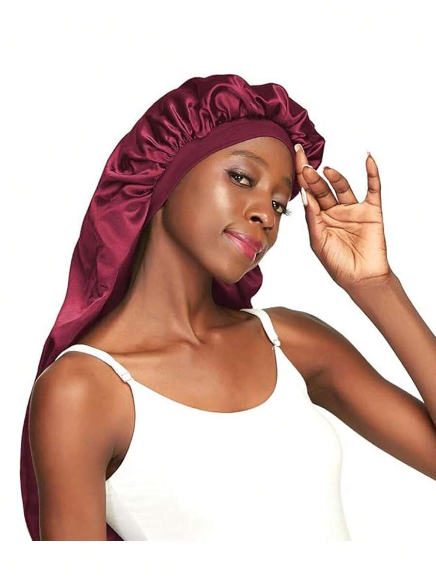 Long Satin Sleep Bonnet -Extra Large Night Cap For Women With Long ...