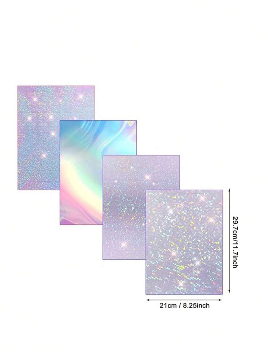 5 Sheets Holographic Sticker Paper A4 Printable Waterproof Sticker ...