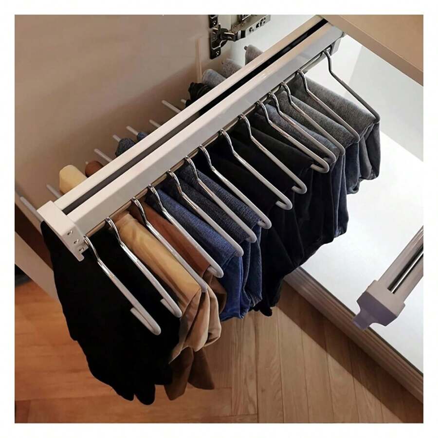 Pull Out Closet Valet Rod, Adjustable Sliding Heavy Duty Steel Top ...