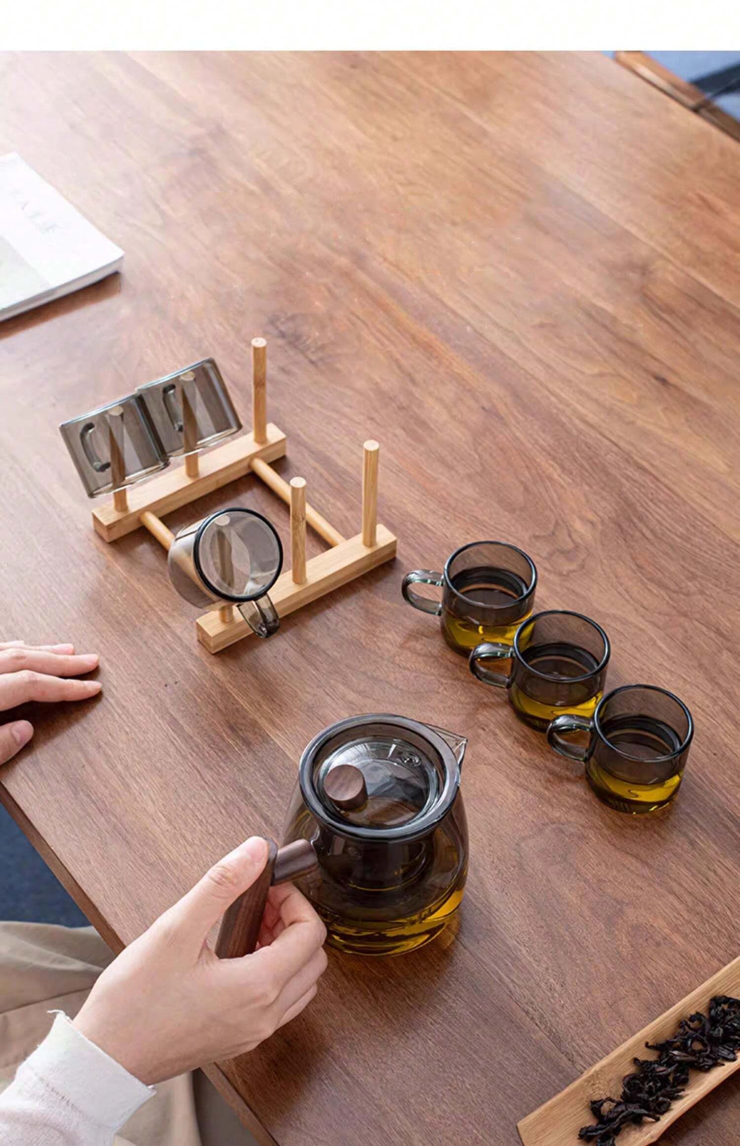 2 Smoke Gray Handle Transparent Glass Cups, Thickened Body Suitable For ...