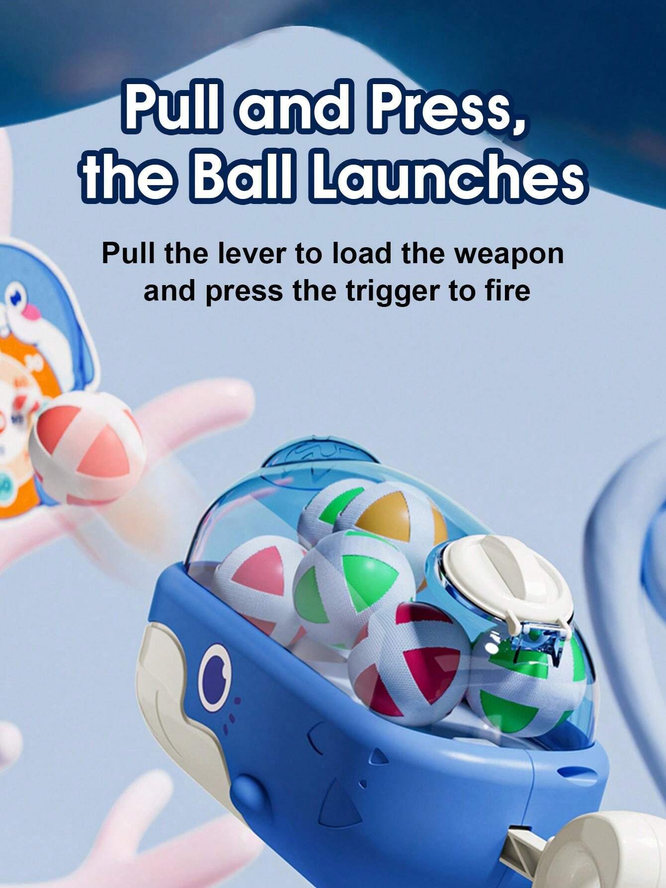 Whale-Shaped Magic Sticky Ball Gun Toy, Target Ball Game, Multiplayer ...
