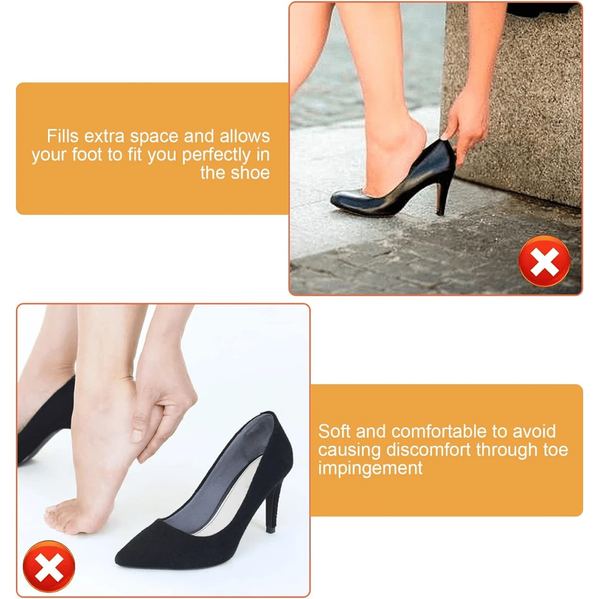 2 Pairs Soft Sponge Adjustable Shoe Filler, Big Toe Plug Foot Brace ...
