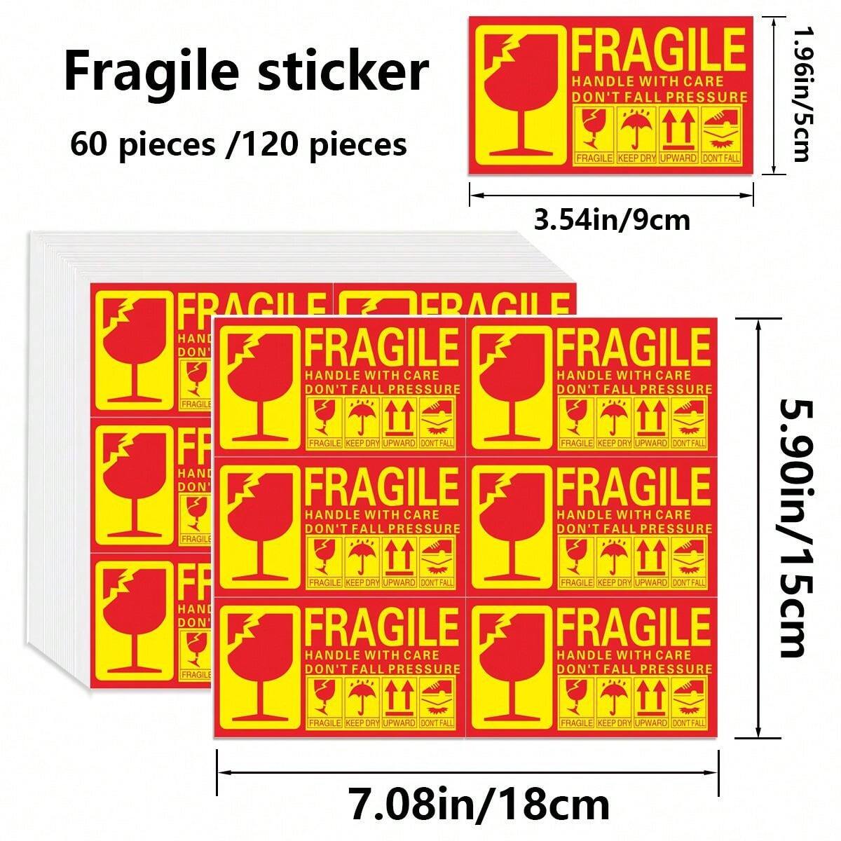 120 Piezas Pegatinas De Precaución Frágil - Etiquetas Autoadhesivas ...