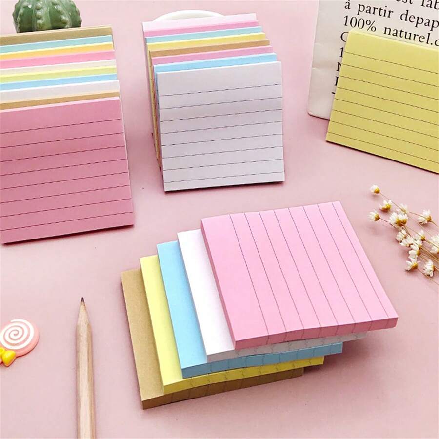 1pc 80 Sheets Practical Macaron Colored Sticky Notes With Horizontal ...