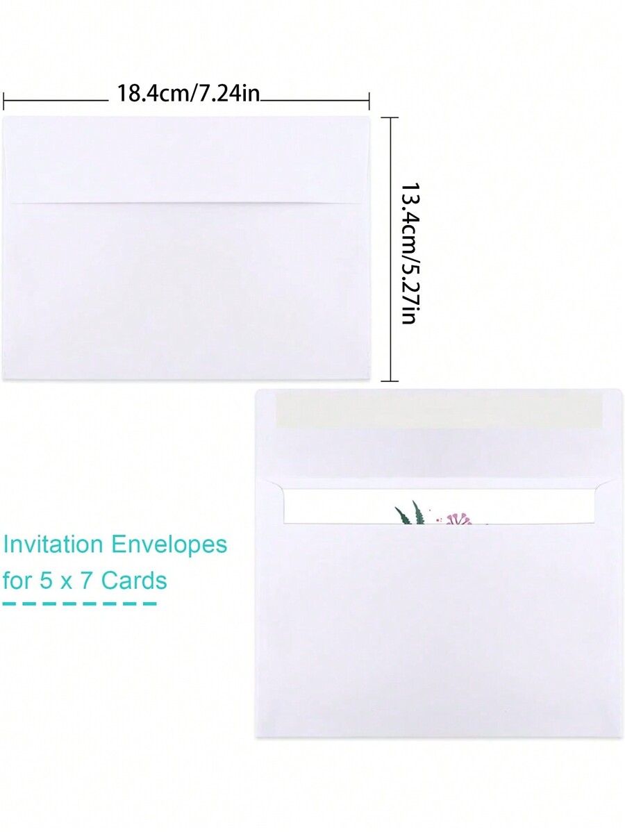 50PCS 5x7 Envelopes, White A7 Invitation Envelopes, Printable, For DIY ...