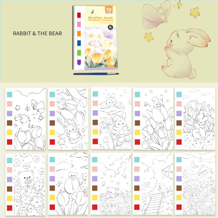 10 Sheets/Pack Watercolor Coloring Memo Pad, Watercolor Paint With ...