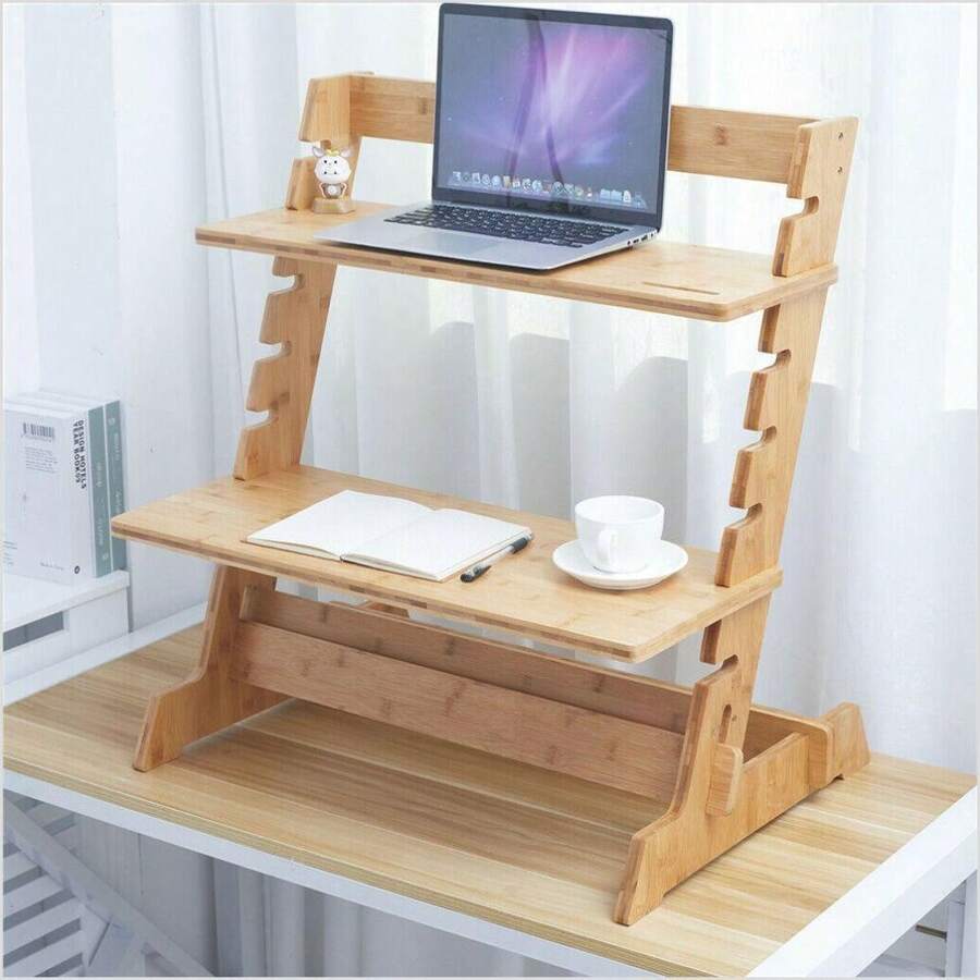 7 Levels Laptop Desk Riser Working Study Reading Dual Monitor Stand ...
