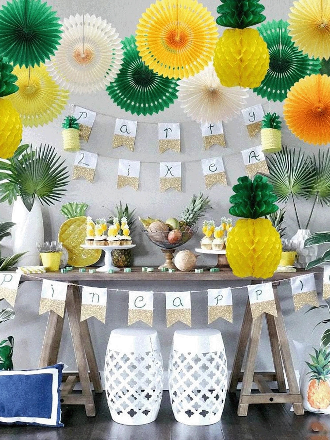 12pcs Summer Pineapple Party Decorations, Hawaiian Party Supplies ...