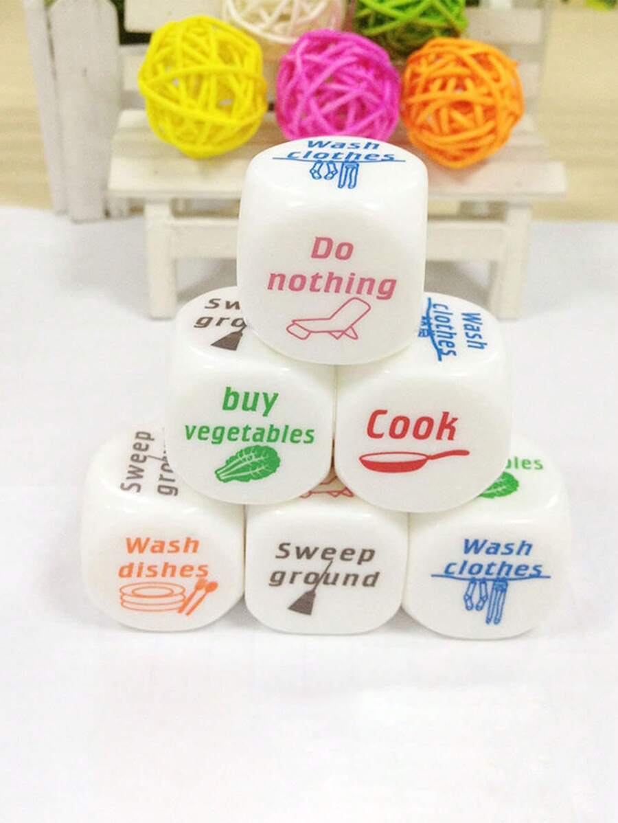 2pcs Household Chores Allocation Dice, White Creative Dice Suitable For ...