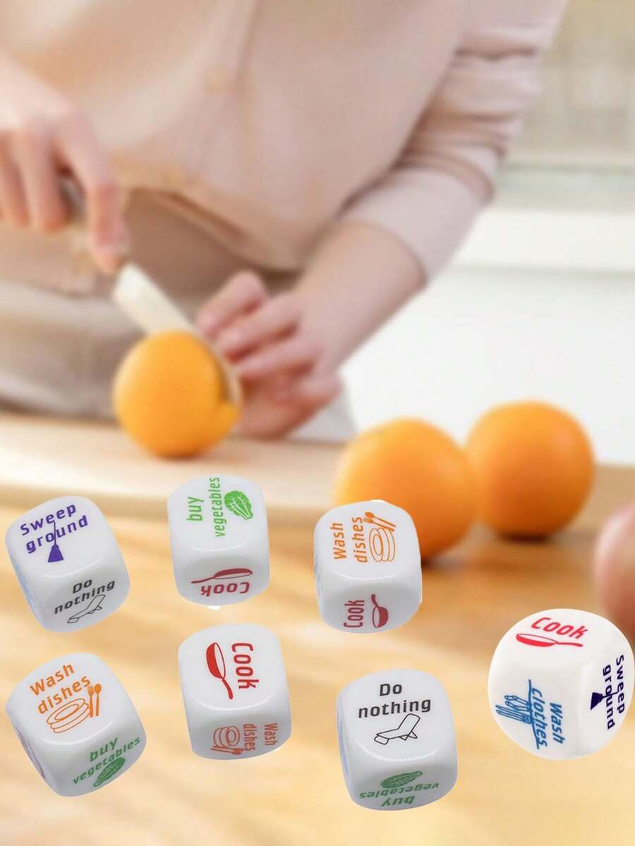 2pcs Household Chores Allocation Dice, White Creative Dice Suitable For ...