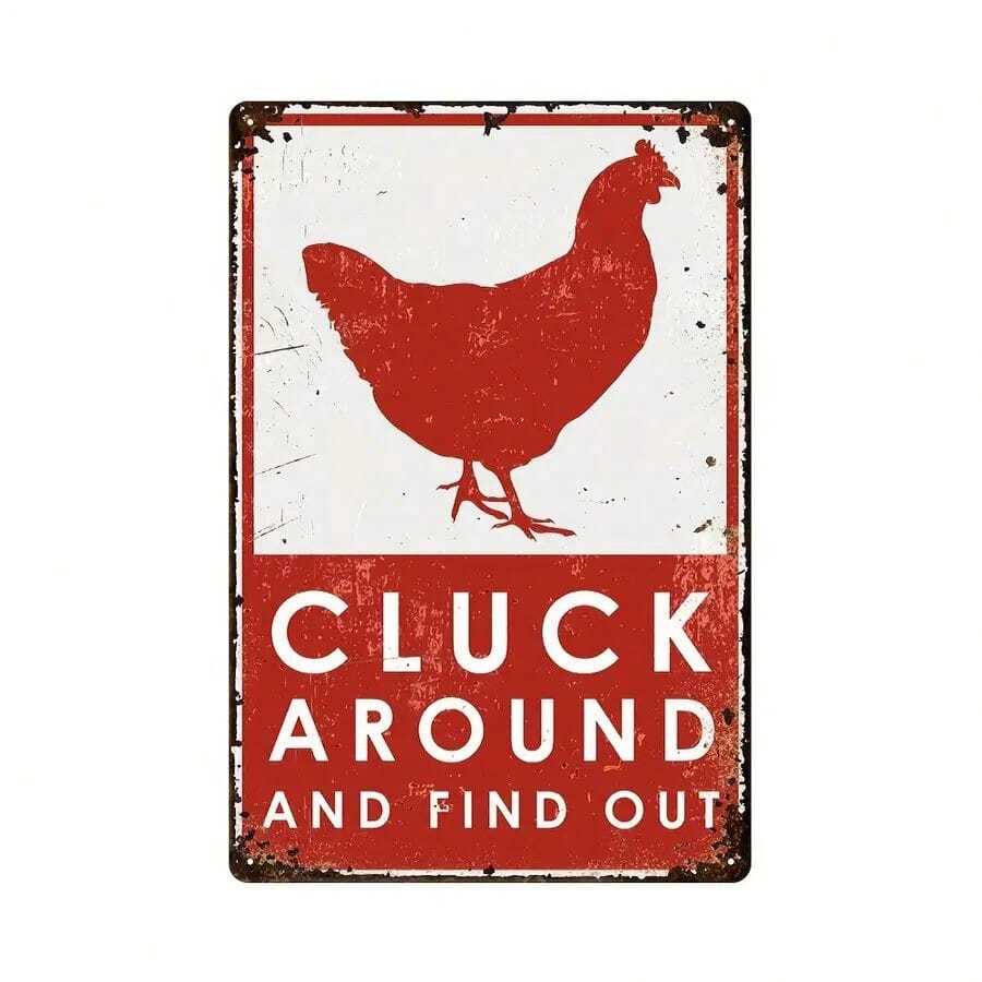 1Pc Metal Red White Color Words Cluck Around And Find Out Warning Signs ...