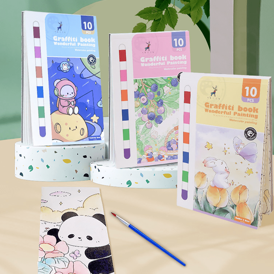 10 Sheets/Pack Watercolor Coloring Memo Pad, Watercolor Paint With ...