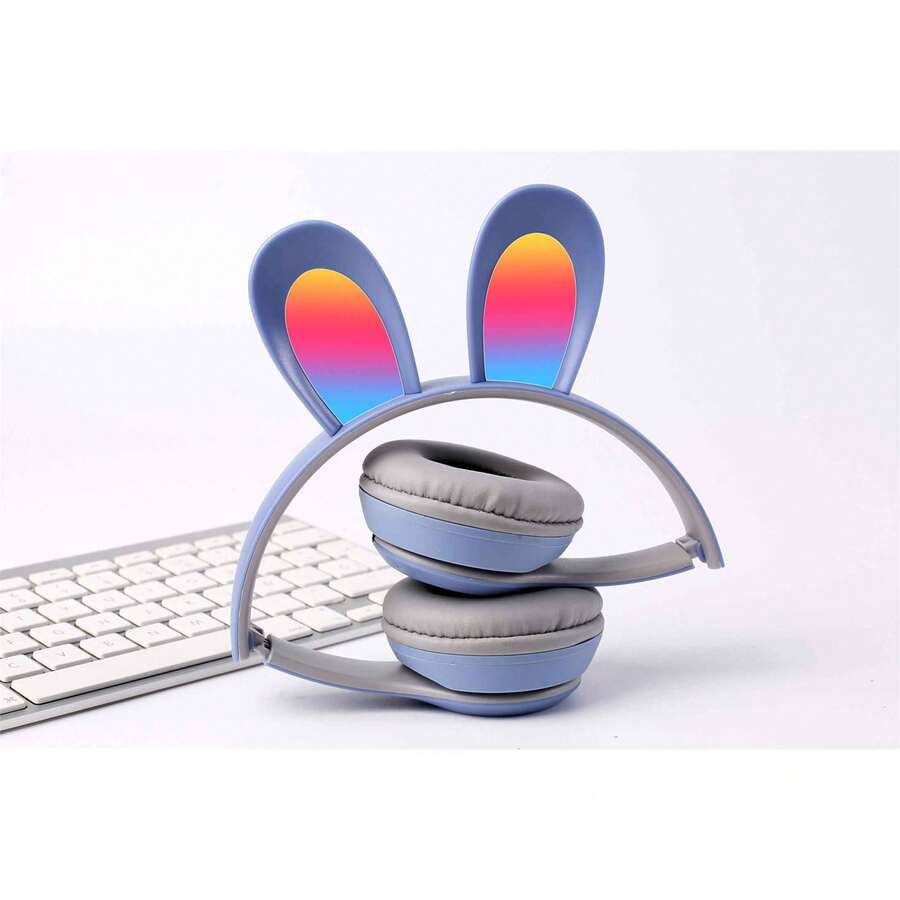 Wireless Headphones With Gradient LED Light Up Cat Ears, Stretching And ...