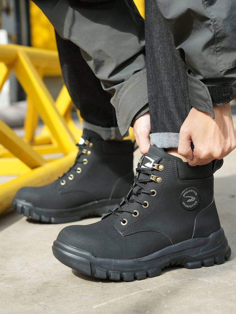 Mens Plus Size Safety Shoes High Top Steel Toe Boots Padded Warm