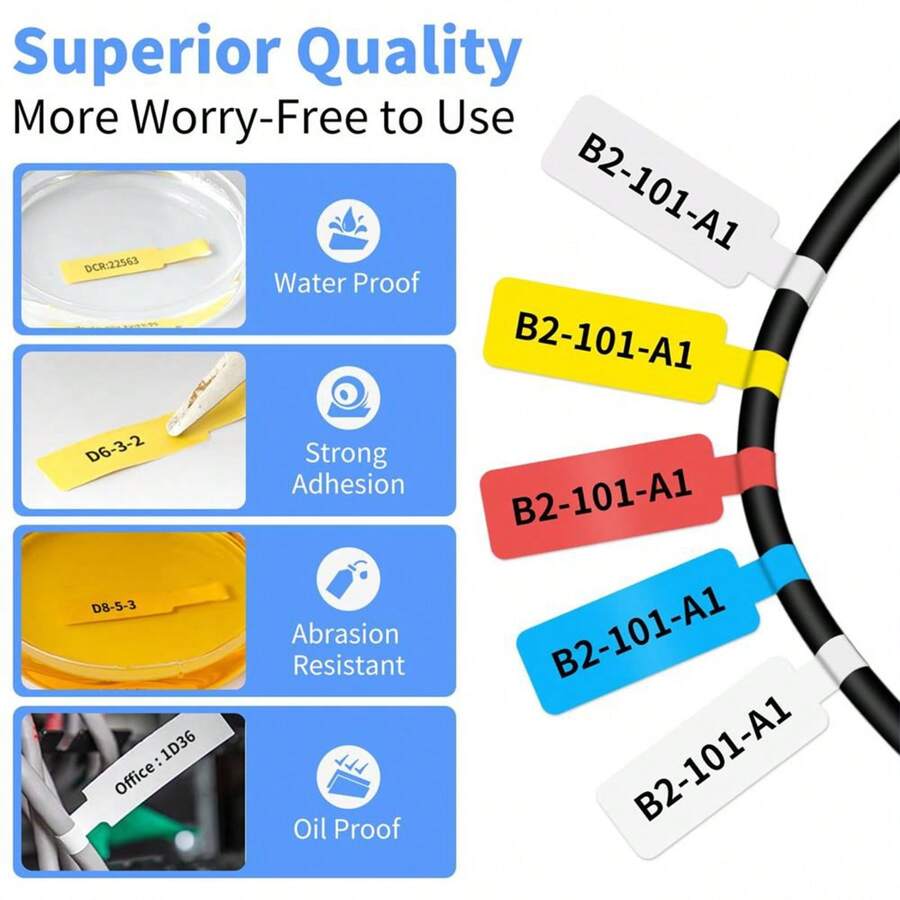 10 Sheets (300pcs) 10-Color Waterproof Writable Cable Labels ...