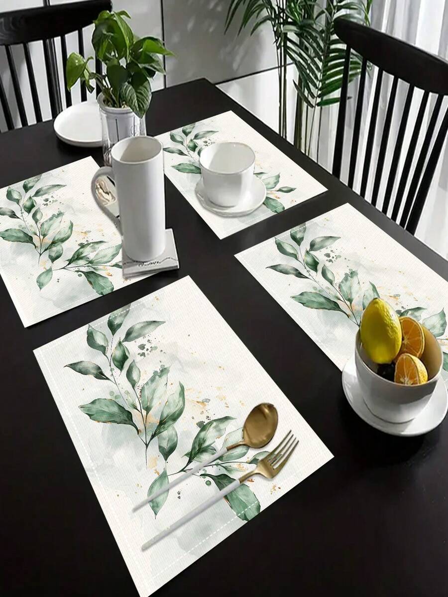 1/4pcs Anti-Slip Heat Resistant Placemats, Forest Style Watercolor ...