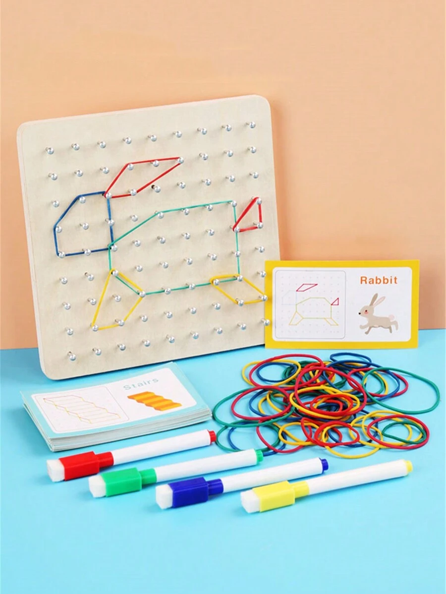 Montessori Early Education Children's 2-In-1 Geometric Nail Board ...