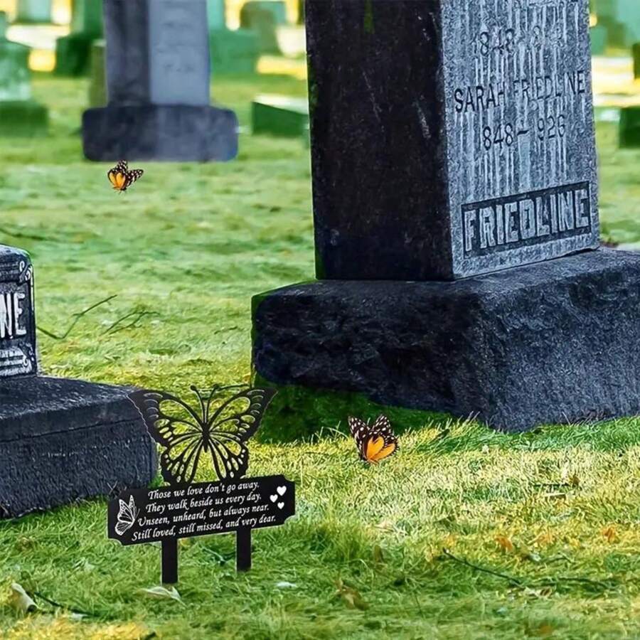 Cemetery Decorations For Grave Butterfly Memorial Grave Markers Plaque ...