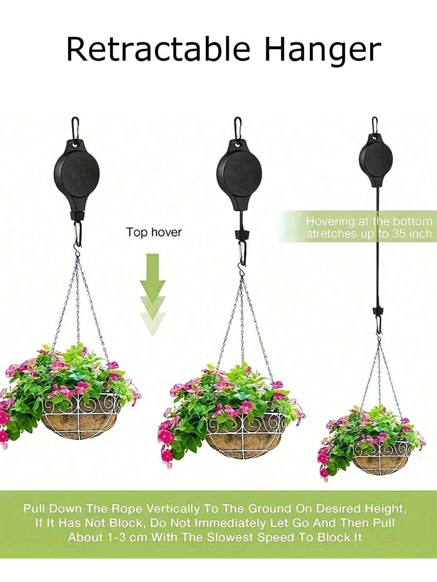 1PC Plant Pulley Retractable Hanger,Adjustable Hanging Flower Basket ...