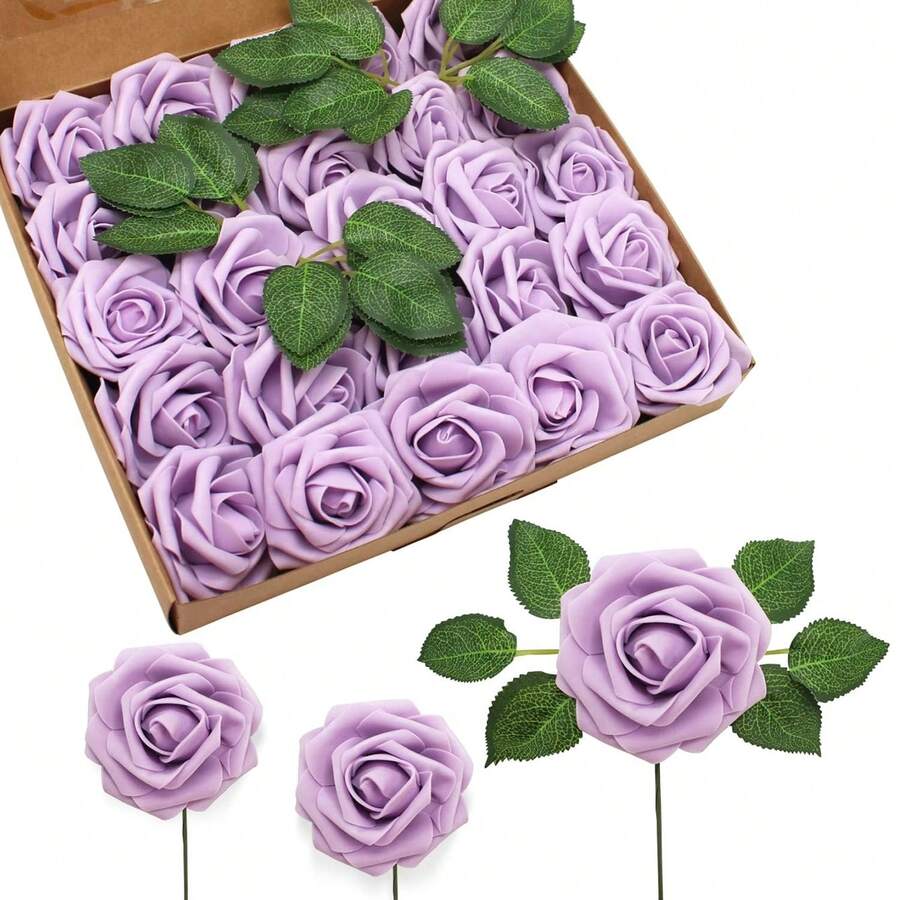 Artificial Flowers 7/12/17/22/27/32pcs Real Looking Ivory Foam Fake ...