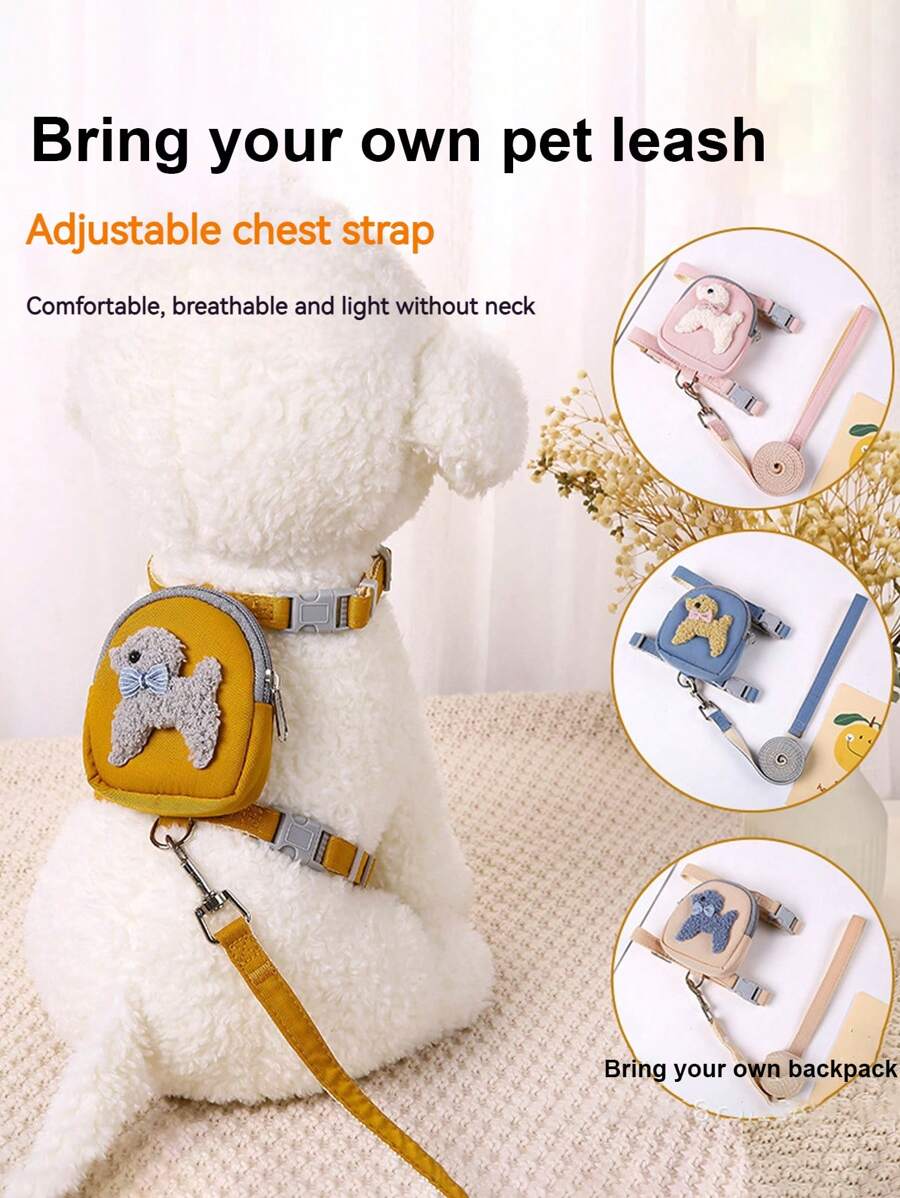 Pet Dog Cat Backpack With Non-Choking Chest And Back Harness Teddy Bear ...
