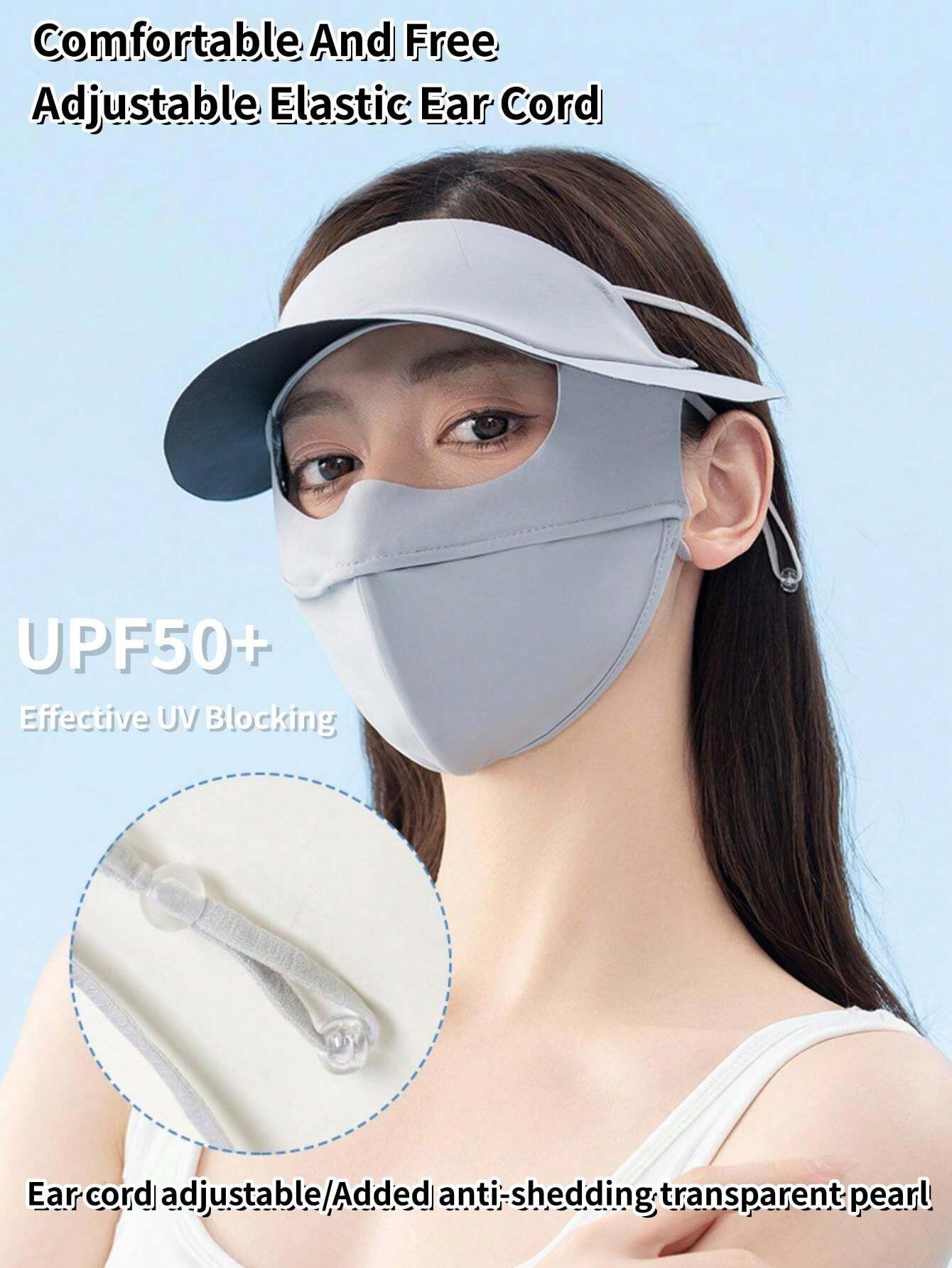 1pc Summer Sunscreen Hat And Mask, Sun Shield Mask With Brim, Women's ...