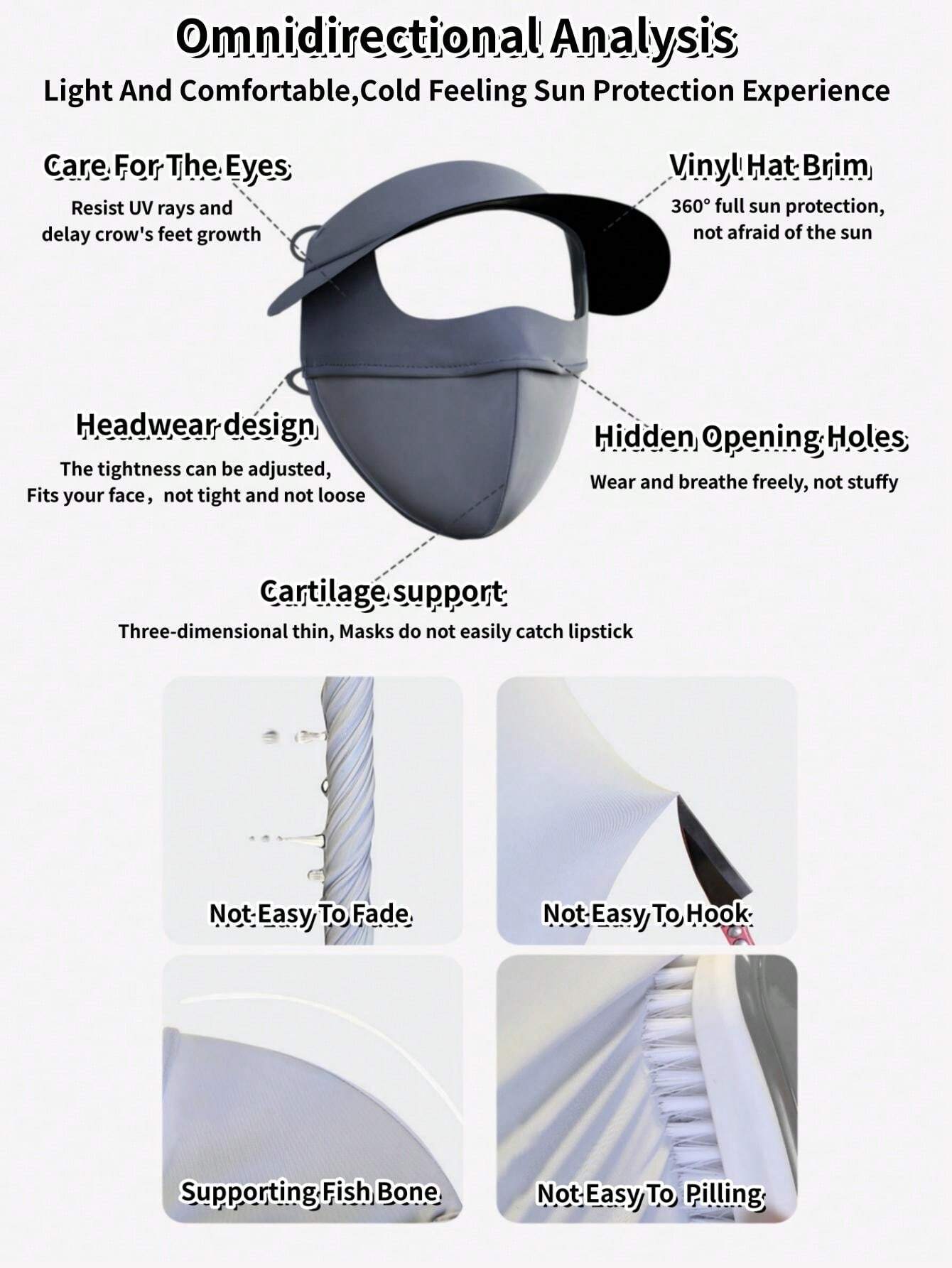 1pc Summer Sunscreen Hat And Mask, Sun Shield Mask With Brim, Women's ...