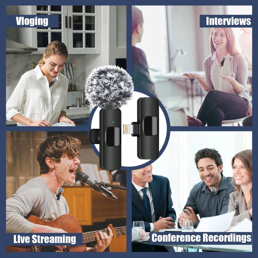 Wireless Lavalier Microphone Compatible With IPhone IOS Plug And Play ...