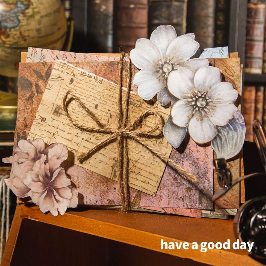 30 Sheets Vintage Style Papers, Manuscript Old Design, Notes Plant ...