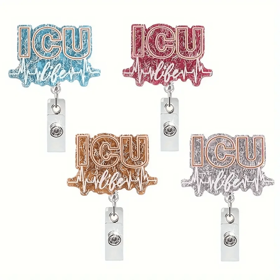 Glitter ICU Acrylic Retractable Rotational Chest Tag Doctor Nurse Work ...