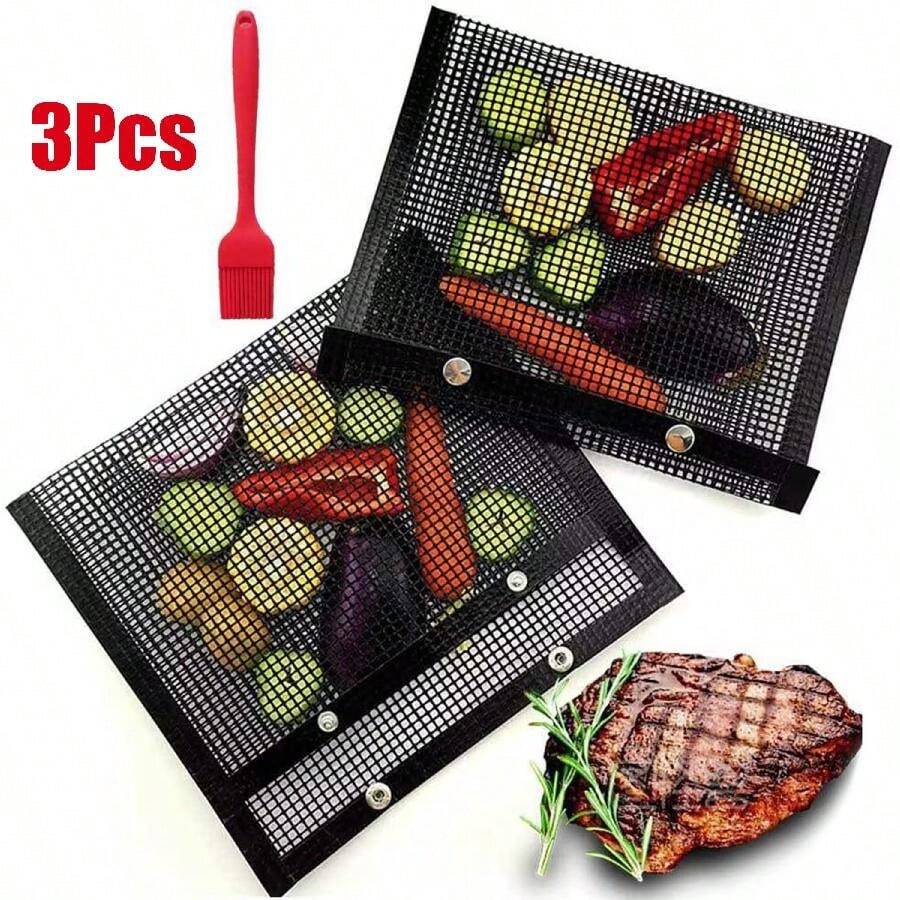 1pc/3pcs/ Set Teflon Bbq Mesh Bags, Reusable Non-Stick Grilling Bags ...