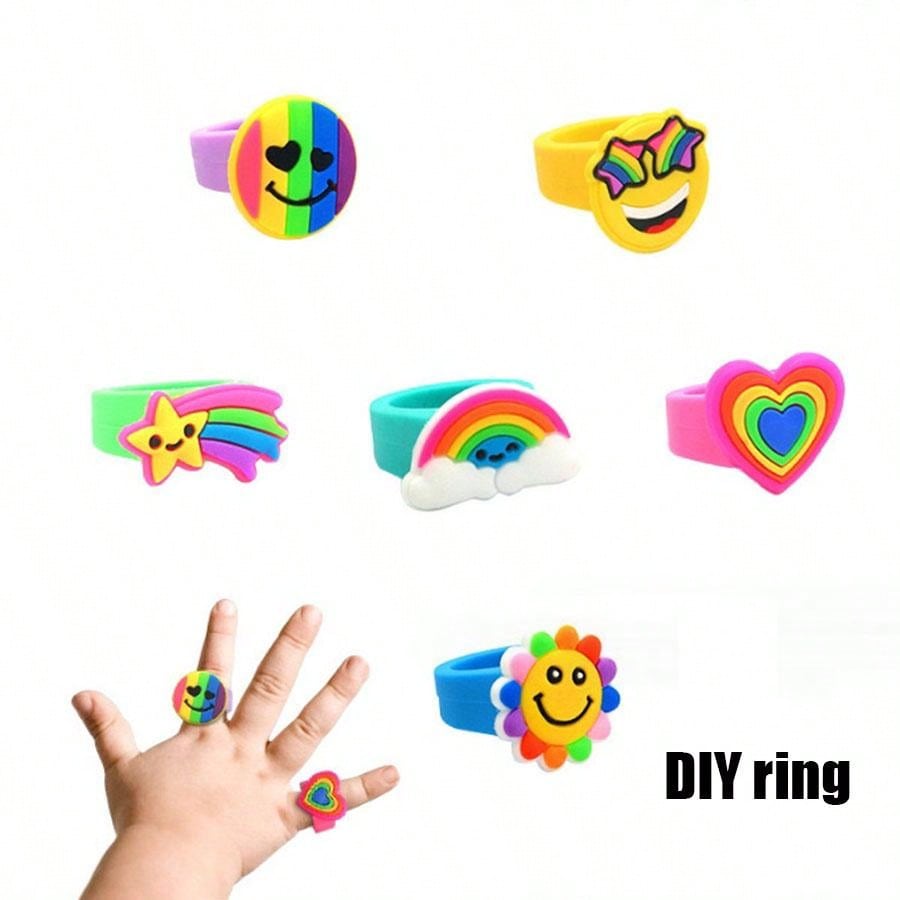 30pcs Diy Colorful Pvc Soft Rubber Ring Ring Parts As Half-Finished ...