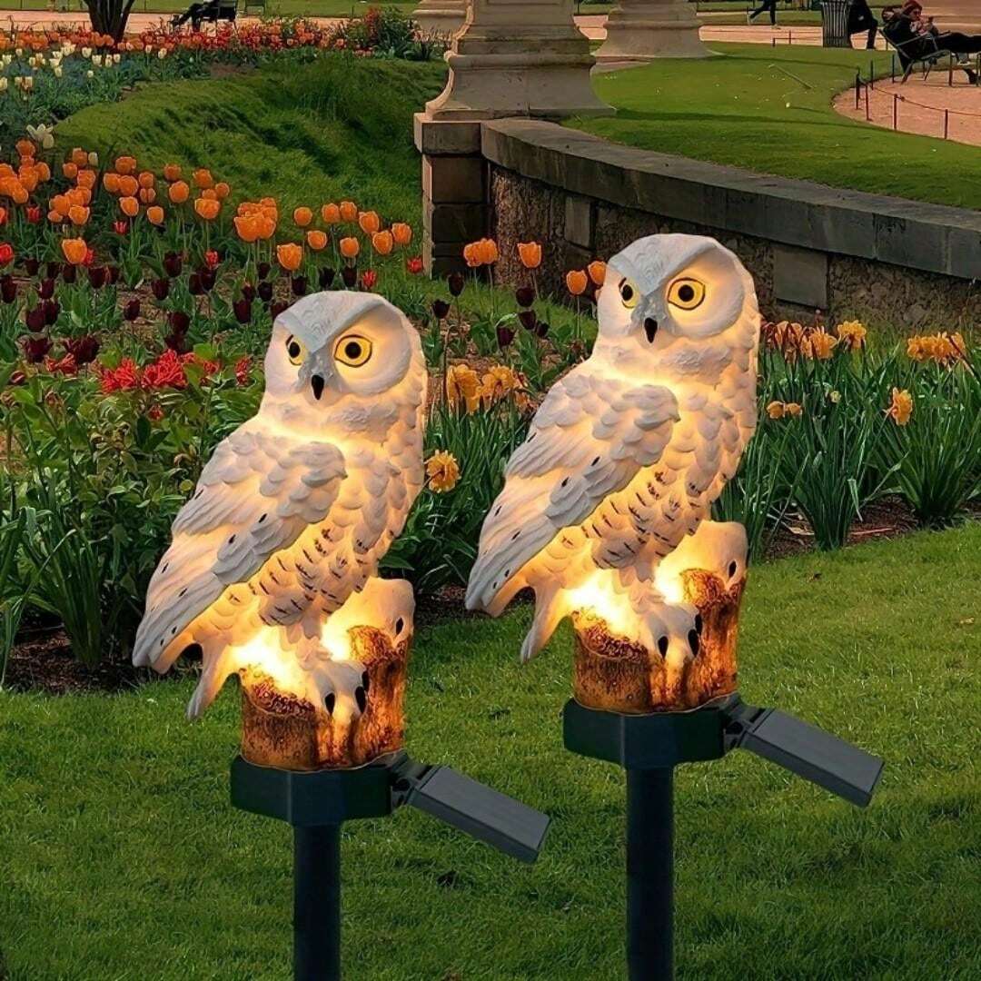 1pc Solar Powered Eagle & Owl Garden Light, Outdoor Solar Powered Eagle ...