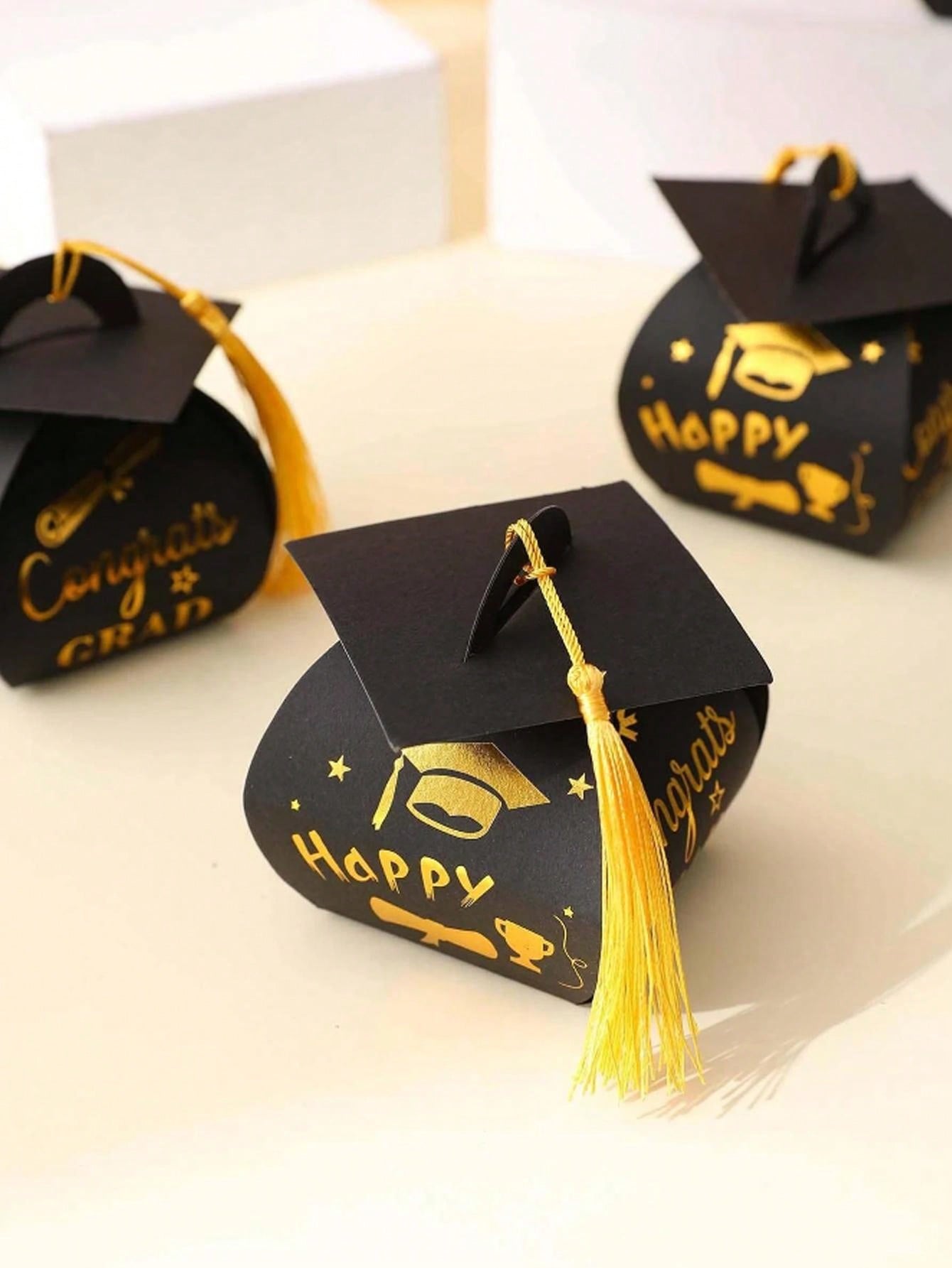 10pcs Graduation Season Black Graduation Cap Party Box, Party ...