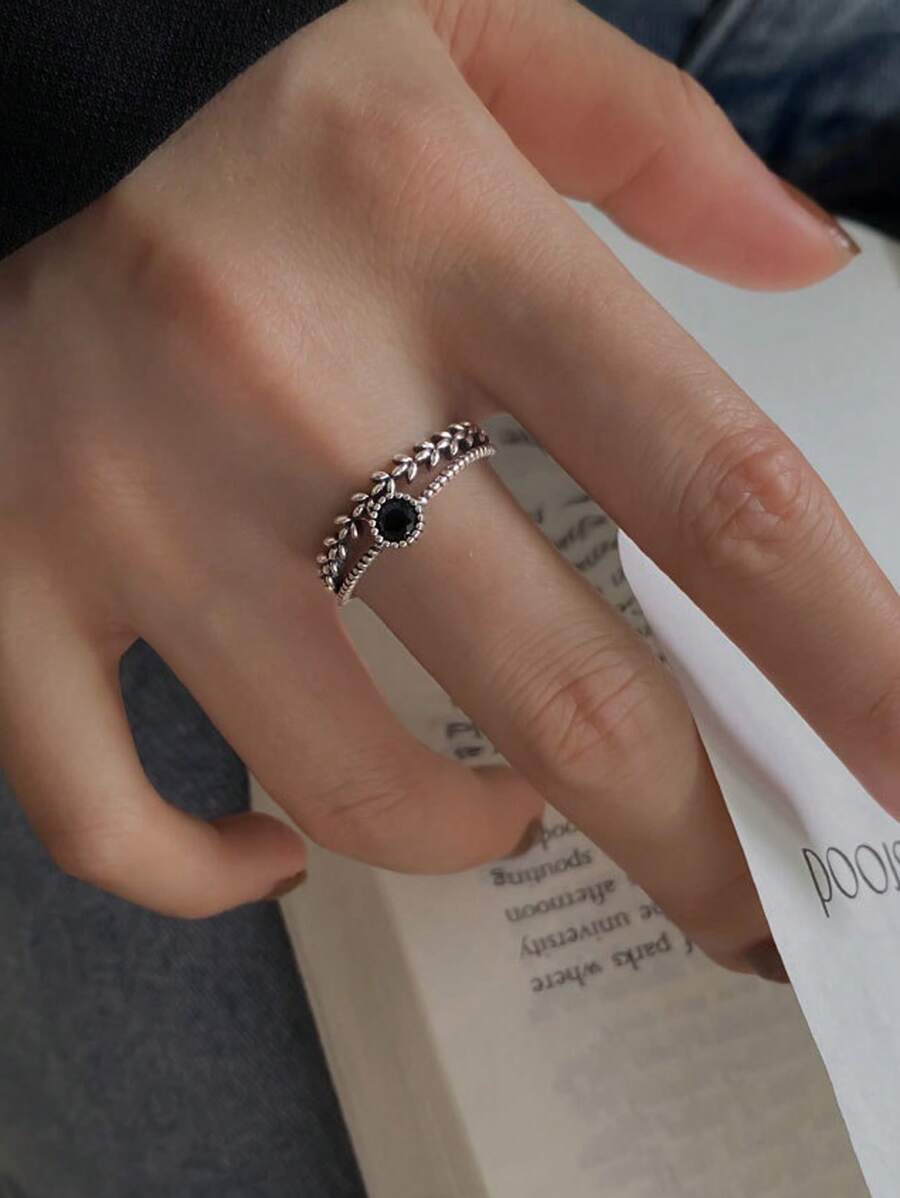 A Summer 925 Sterling Silver Thai Silver Old Black Ring Simple Sweet ...