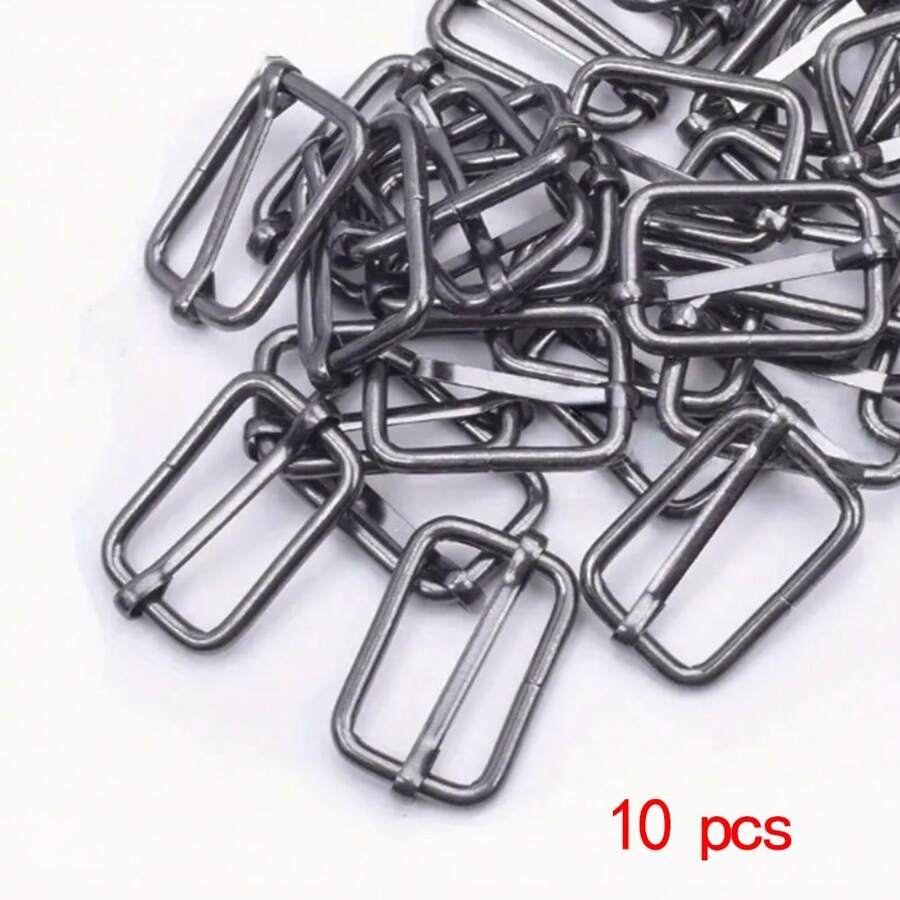 10pcs Grey Metal Slide Buckle Rectangle Adjustable Webbing Slider ...