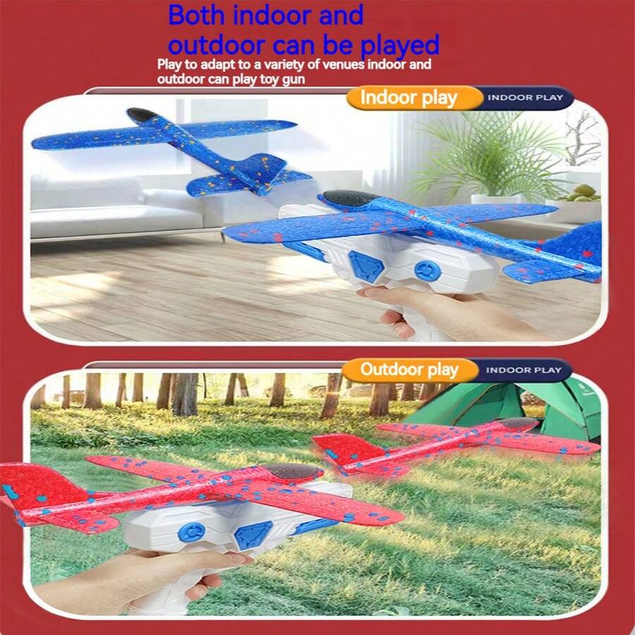 1pc Foam Bullet Shooting Plane And 1pc Shooting Gun Toy Set, Outdoor ...