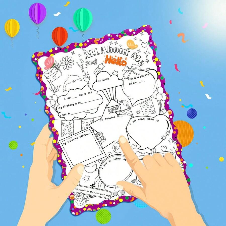 8 Pcs /Set All About Me Children DIY Painting Learning English ...