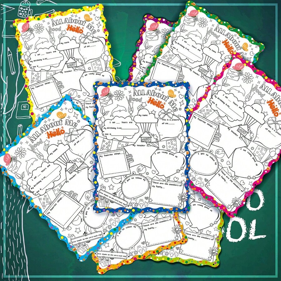 8 Pcs /Set All About Me Children DIY Painting Learning English ...