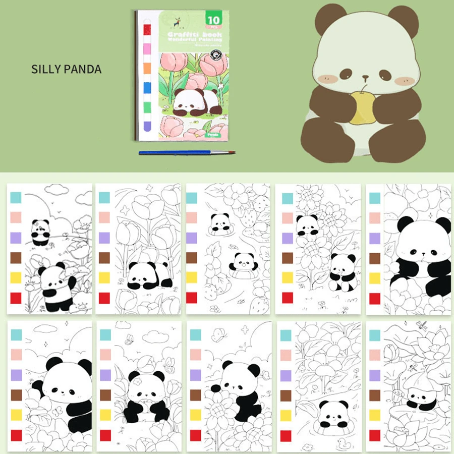 10 Sheets/Book Watercolor Coloring Memo Pad With Palette, Portable DIY ...