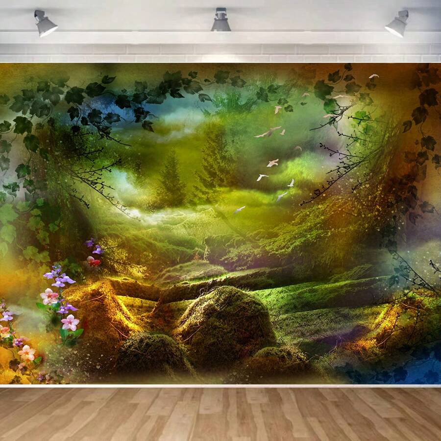 1 Pc Colorful Forest Wonderland Theme 1st Birthday Background Cloth ...